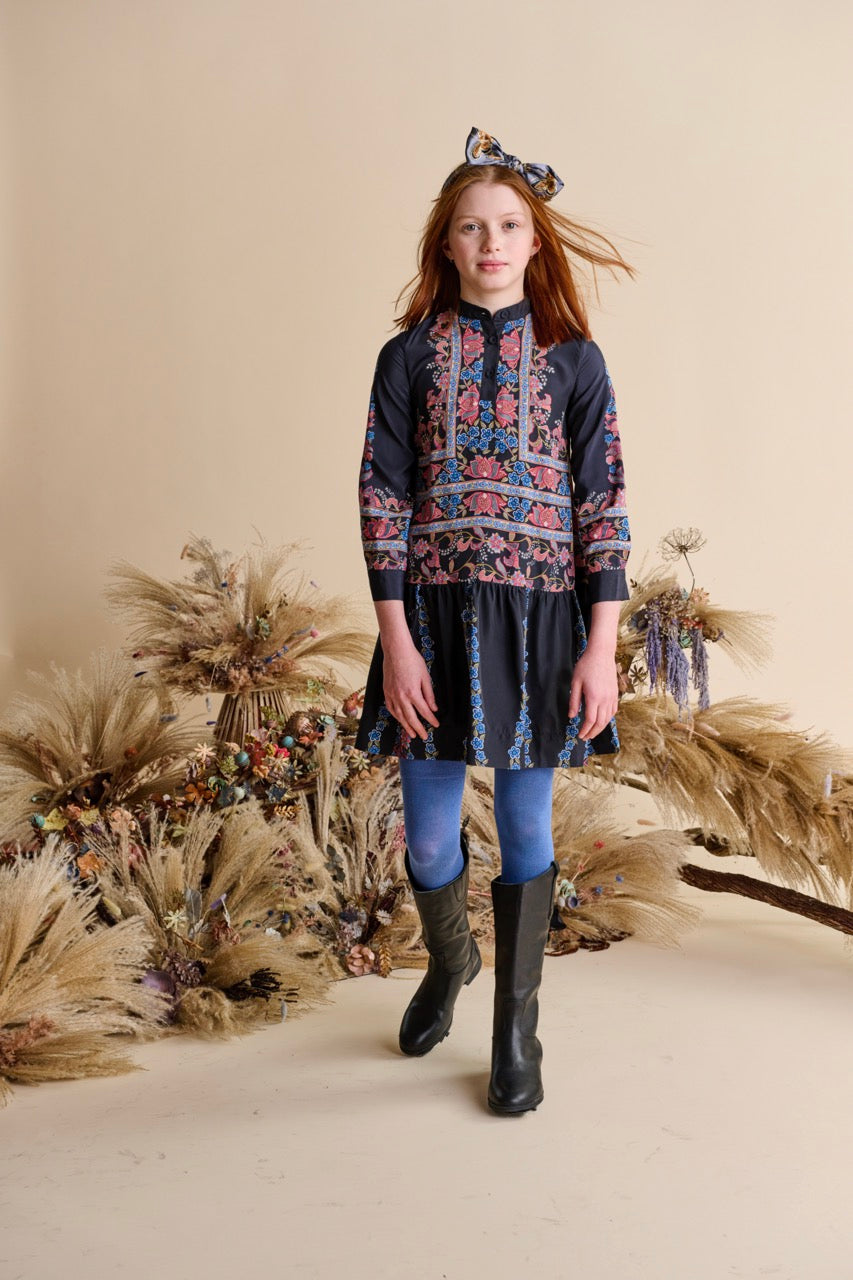 Navy Floral Print Dress 1570 | The Red Balloon