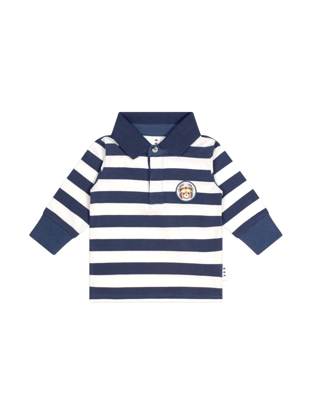 Navy and White Striped Long Sleeve Polo | The Red Balloon