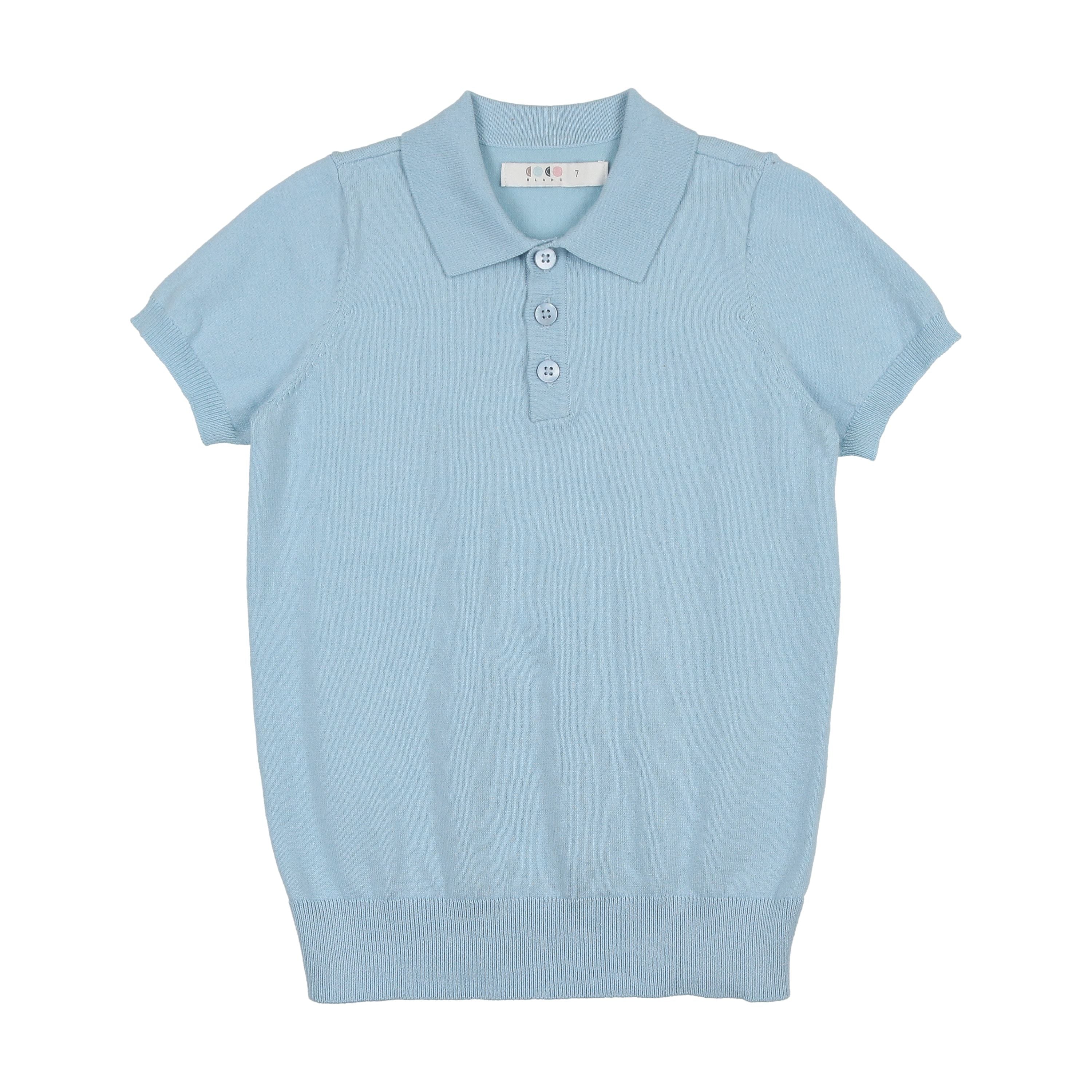 Pale Blue Knit Polo | The Red Balloon