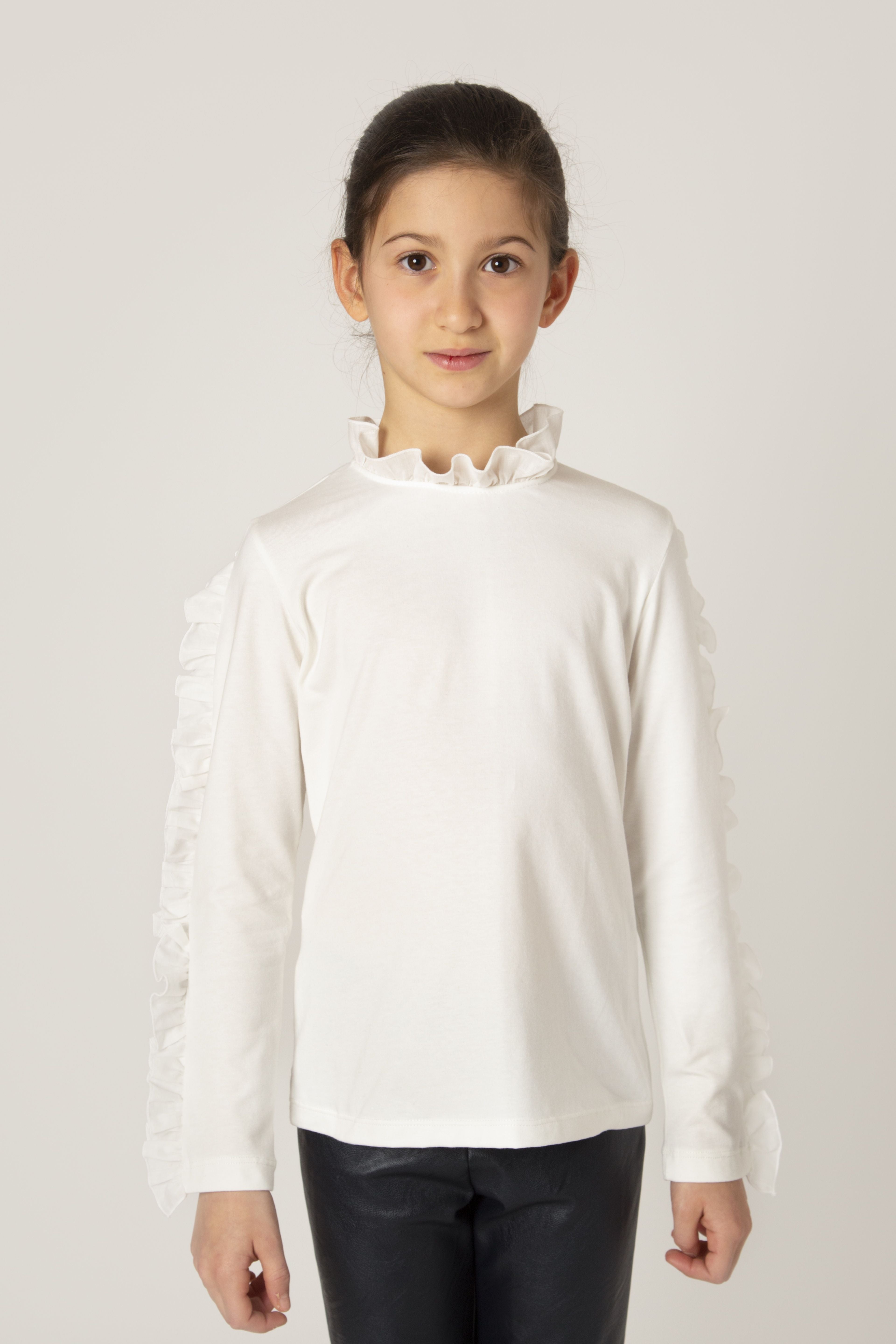 Cream Ruffle Sleeve Mock Neck Top | The Red Balloon