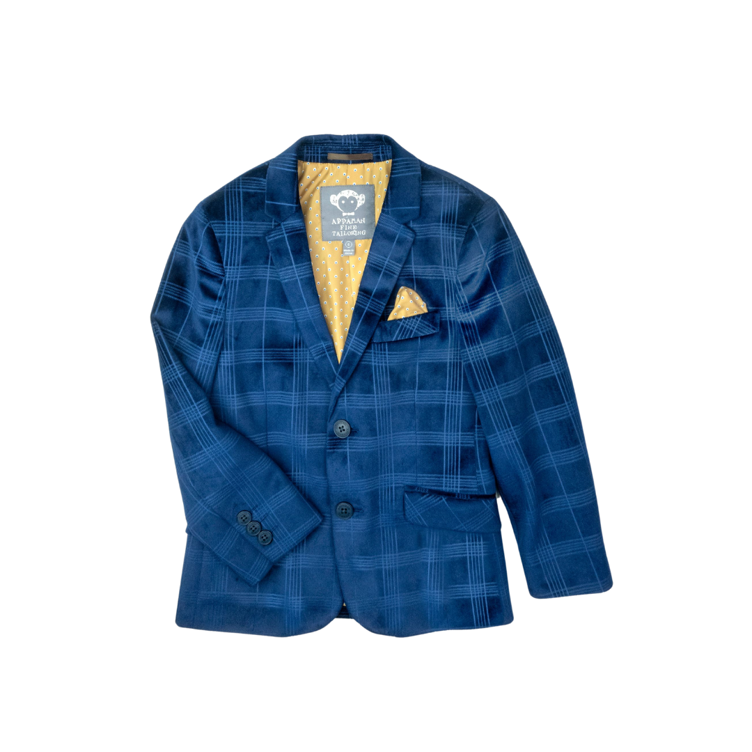 Blue Velvet Windows Suit Blazer | The Red Balloon